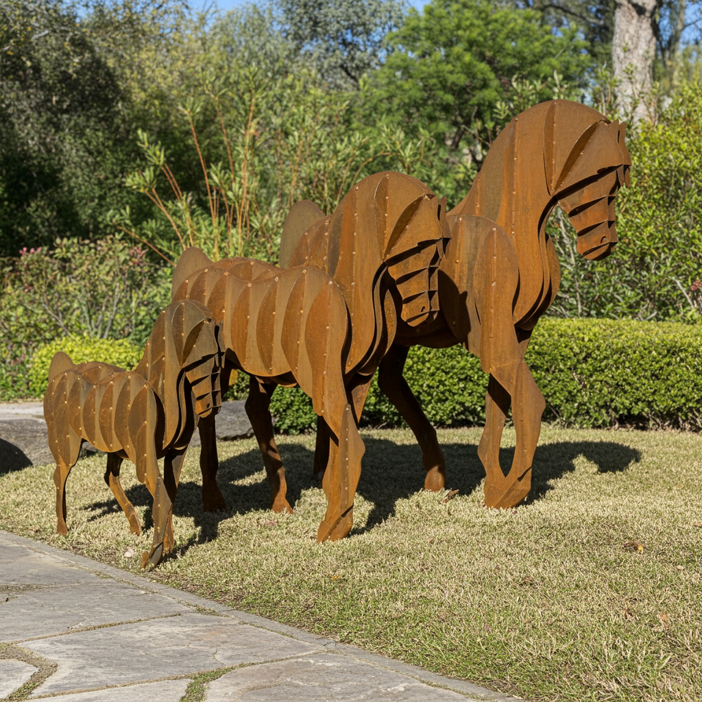Steel Stride Metal Horse Sculpture | 4 Sizes | Outdoor Garden Art – Old ...