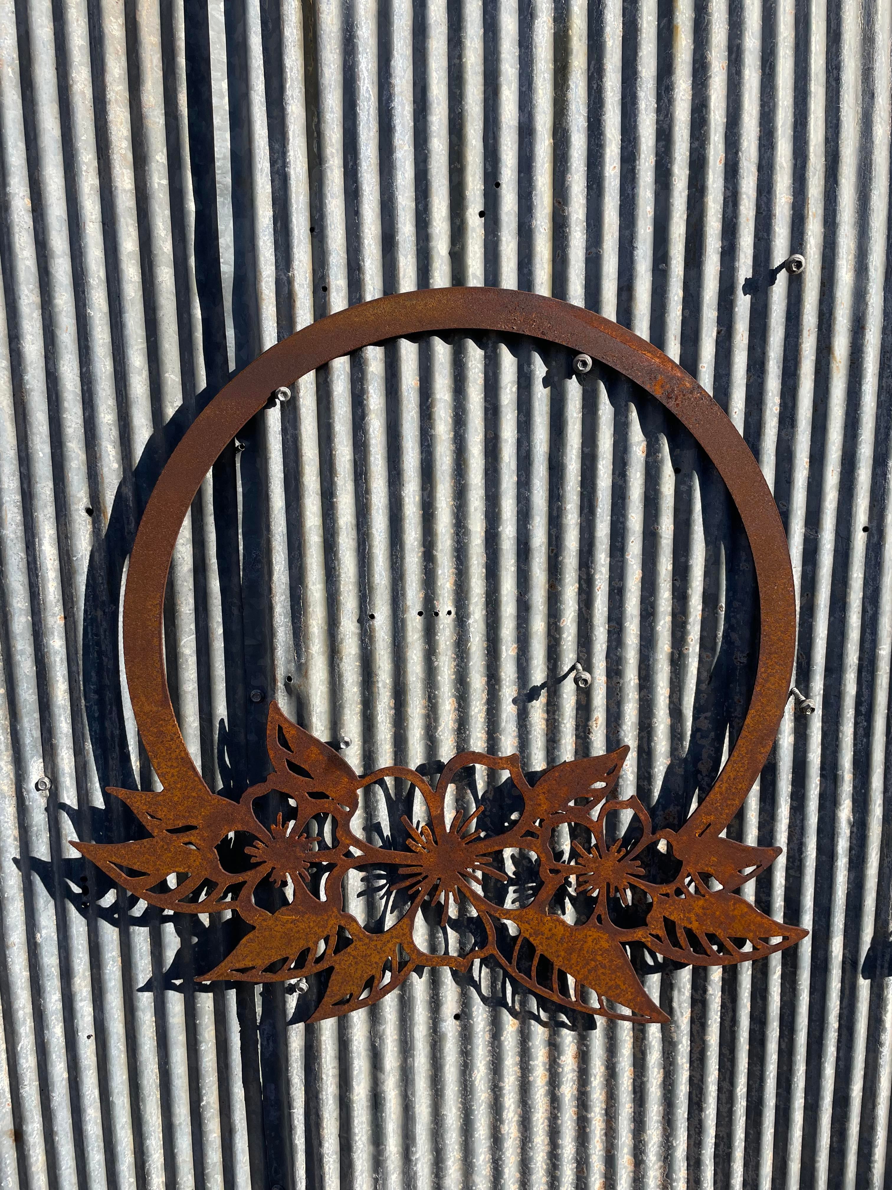 Flower Frame Circle Floral Piece Metal Wall Art | Old n Dazed