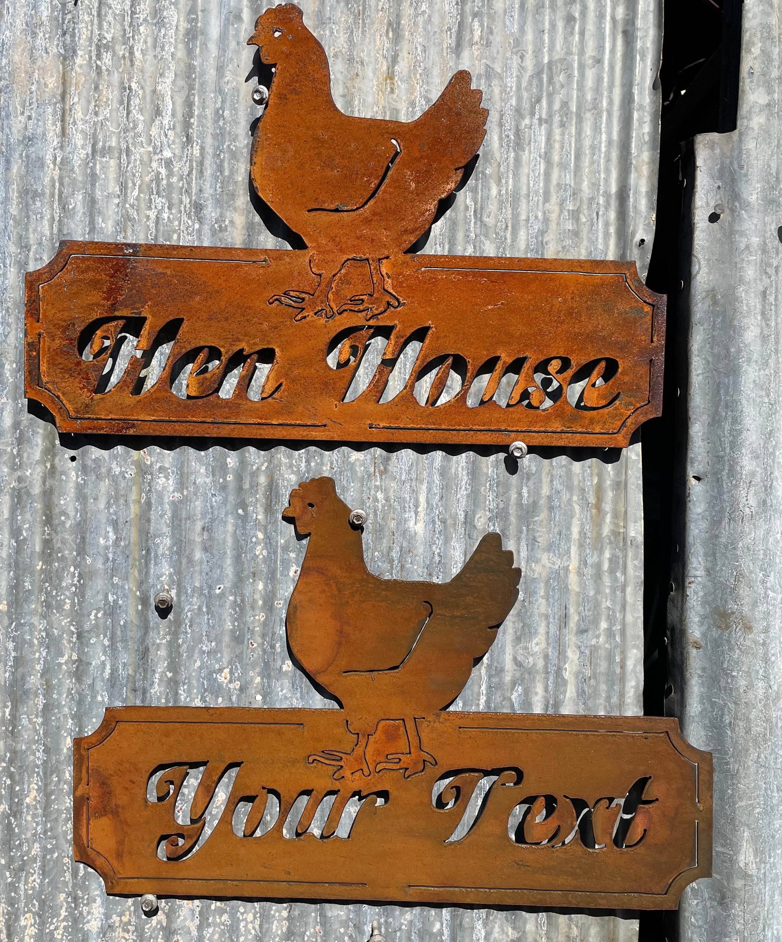 Hen House Sign or Custom Text Metal Wall Art – Old n Dazed